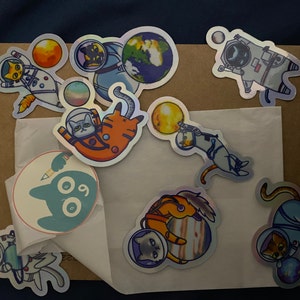 Neptune Cat Sticker Holographic Die Cut Sticker Planner Laptop Water ...