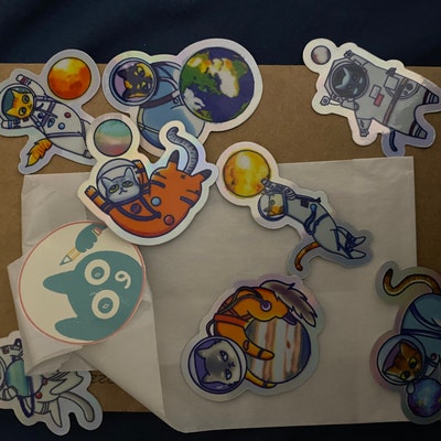 Neptune Cat Sticker Holographic Die Cut Sticker Planner Laptop Water ...