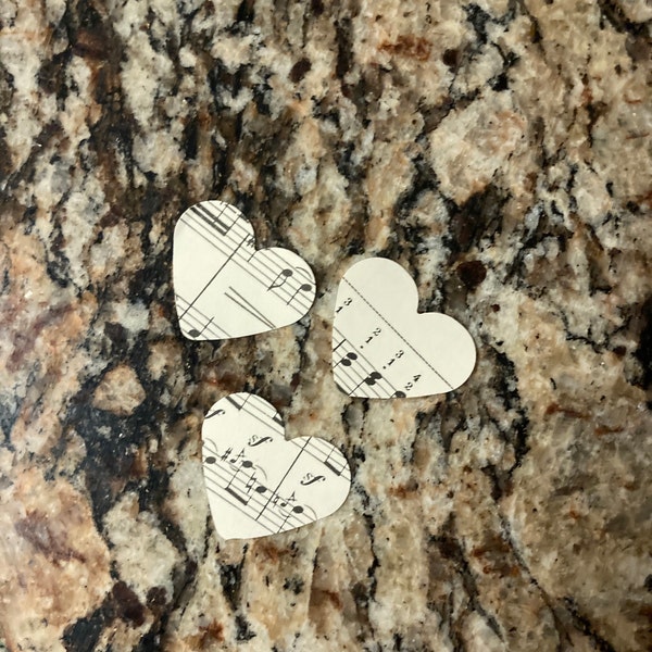 Music Paper Hearts- 100 Vintage Sheet Music Paper Hearts, Vintage Craft ...