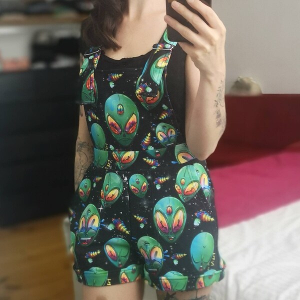 Green Alien Shortalls, Women Shortalls, Short Overalls, Short Dungarees ...