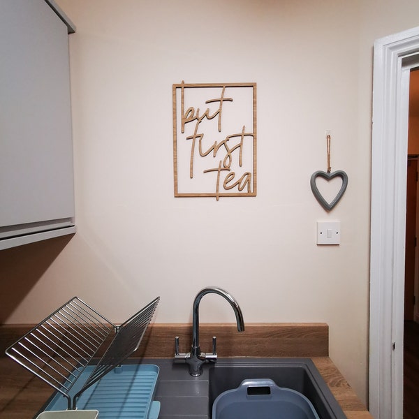 But First Tea - Wall Sign - Wooden - Art Hallway Entrance Kitchen Tea ...