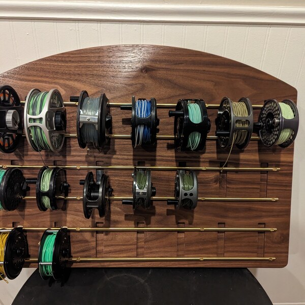 Custom Fly Fishing Reel Holder - Walnut and Brass- 21 Reel Version - Etsy