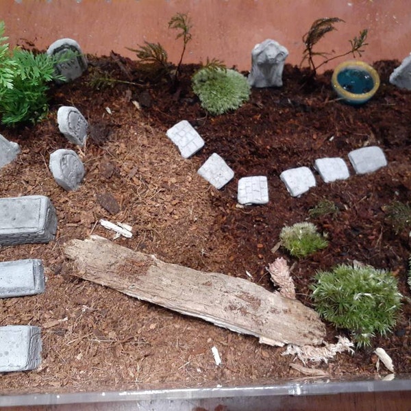 Tiny Mini Cemetery Headstone Tombstone Concrete Potted Plant Terrarium ...