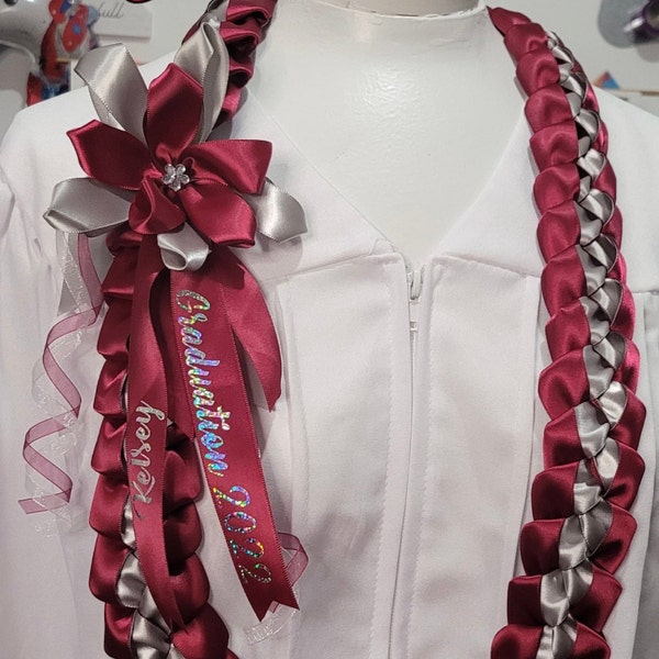 Personalized Graduation Double Satin Lei With Satin Plumeria Flower - Etsy