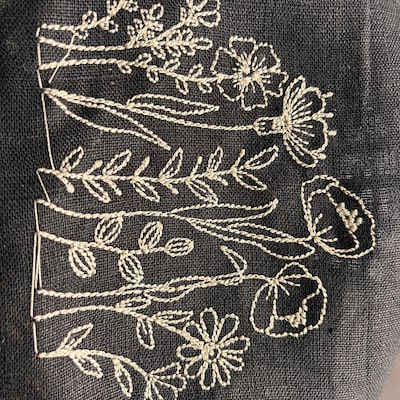 Meadow Flowers Machine Embroidery Designs, Art Line, Hand Stitch Style ...