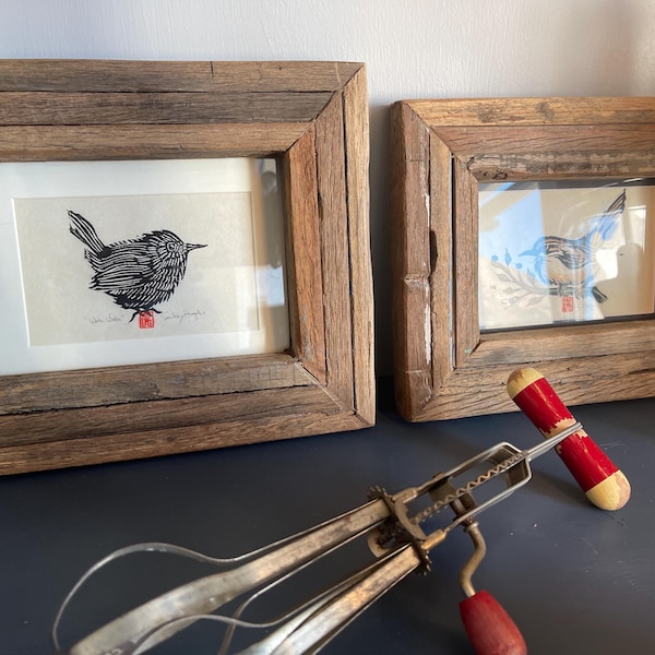 Blue Wren Wren, Original Linocut, Hand-pulled Print, Jenny Wren, Bird ...
