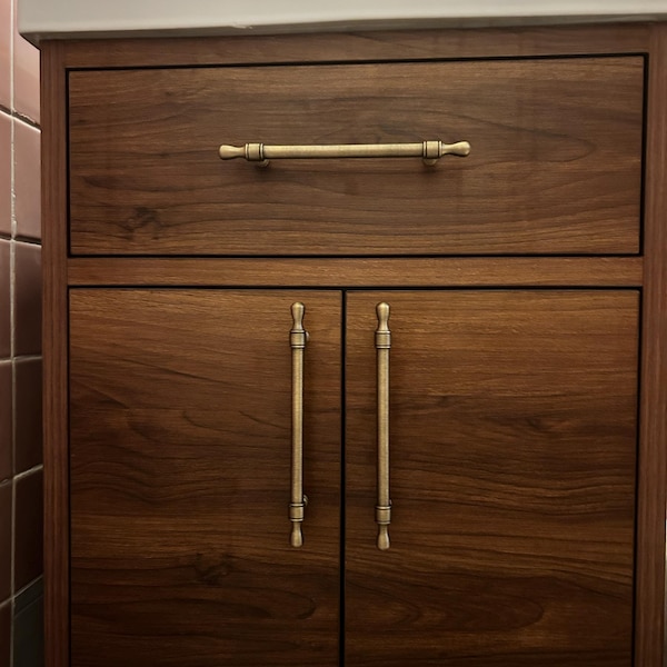 Custom Engraved Antique Brass Retro Cabinet Handles,t Bar Pulls Drawer ...