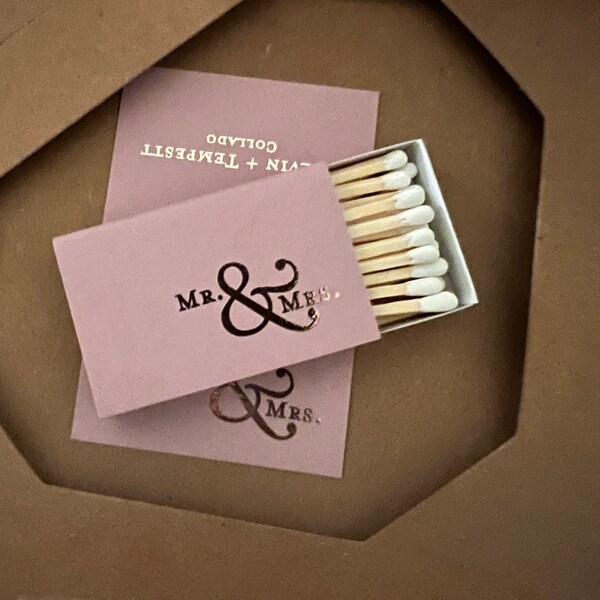 Custom Mr. & Mrs. Match Boxes - Party Favors, Custom Matches, Foil ...
