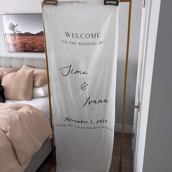 Custom Fabric Wedding Welcome Sign • Modern Linen Wedding Sign ...