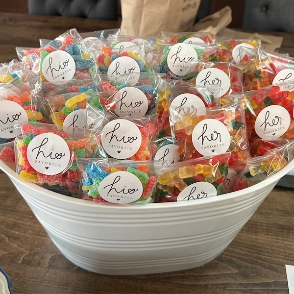 His and Her Favorite Stickers || Wedding Candy Favors, Favor Stickers ...