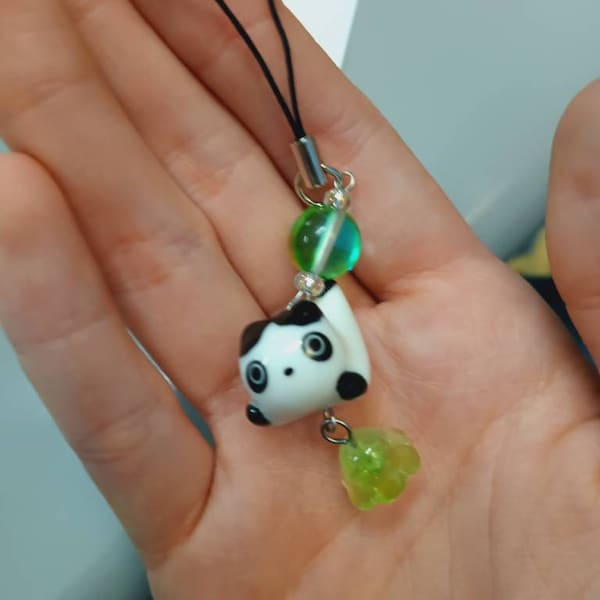 Cat Phone Charms, Kitty Charm, Panda Charm Cute Cat Keychain, Handmade ...