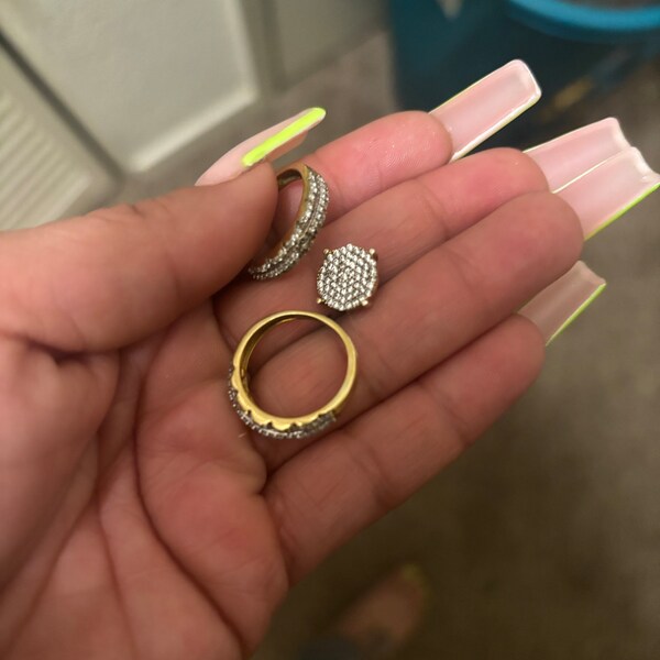 2CT Round Cut Diamond Anniversary Trio Ring Set, His and Her Trio Ring ...