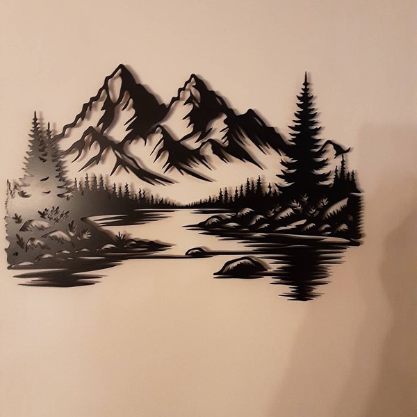 Metal Pine Tree Silhouette Wall Art, Handcrafted Forest Landscape Decor ...