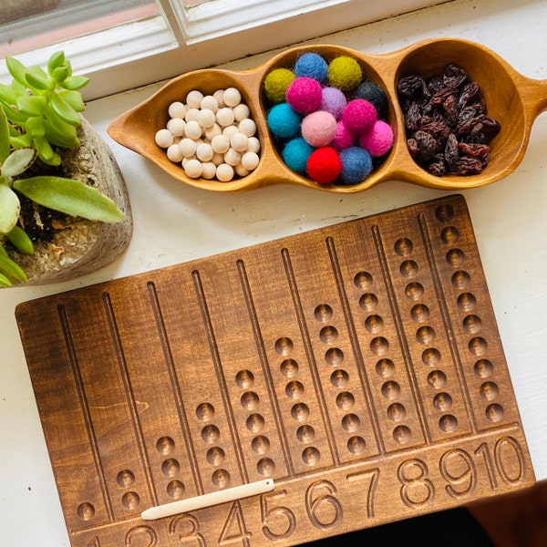 Montessori Math Manipulative, Wooden Numbers and Counting, Waldorf ...