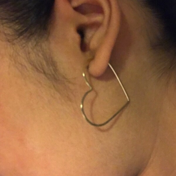 SMALL HEART HOOPS - Heart Hoop Earrings in Sterling Silver, Gold, or ...