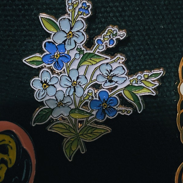 Forget Me Nots Enamel Pin | Floral Enamel Pin | Blue Flower Enamel Pin ...