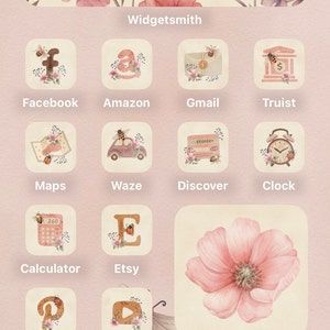 Summer Aesthetic iPhone Watercolor App Icons With Bees and Flowers, Ios ...