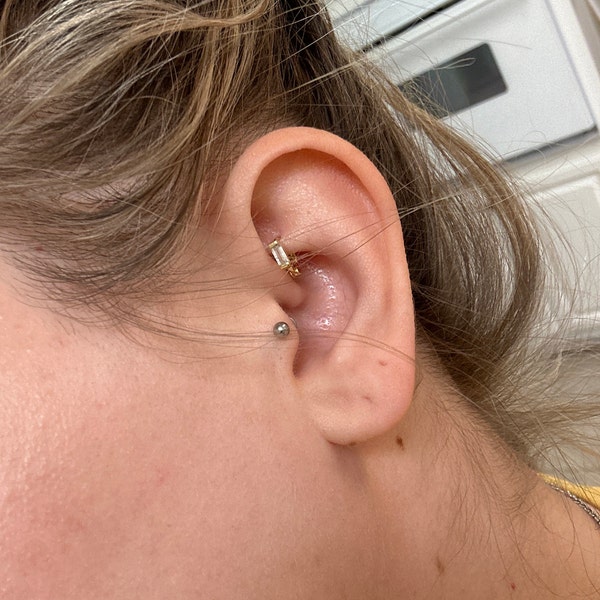 Tiny Diamond Rook Hoop Earring • Helix Hoop • Rook Earring • Helix ...