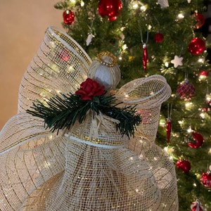 Christmas Tree Topper Raffia Angel Tree Topper Cream & | Etsy