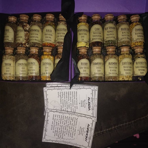 Spellcrafting Supply Essentials Kit Set of Herbs Crystals Candles and Supplies Witchcraft Pagan ...