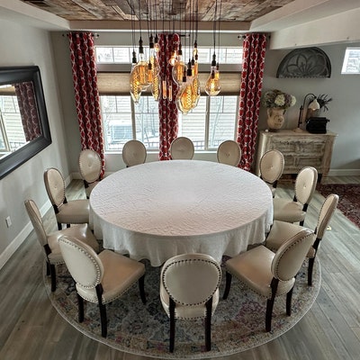 Heavy-weight Round Linen Tablecloth. Large Sizes. Pre-washed Italian ...