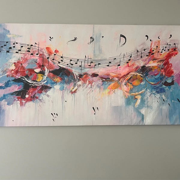Colorful Music Symbol Oil Painting, Abstract Art Thick Paint Texture ...