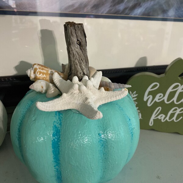 Coastal Pumpkin-key West Pumpkin-shell Pumpkin-coastal Pumpkin Decor ...