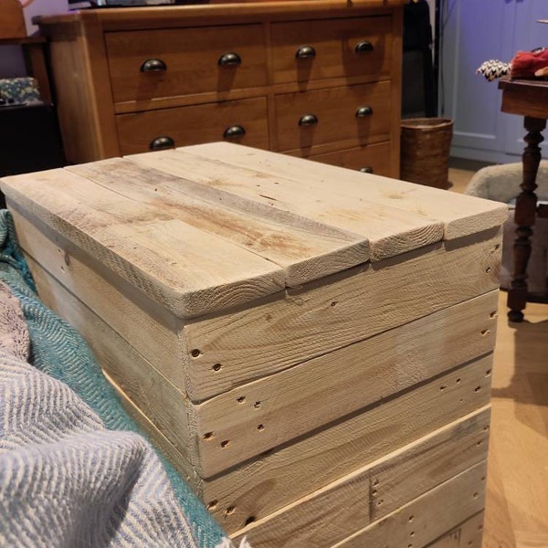 Rustic Wooden “log Store” Box With Hinged Lid. - Etsy UK