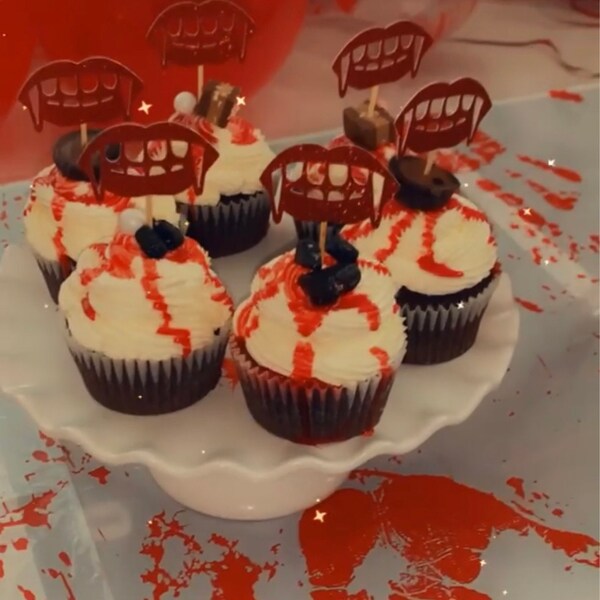 Vampire Fangs Cupcake Toppers, Dracula Cupcake Toppers, Halloween Party ...