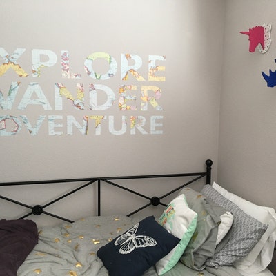 Explore Wander Adventure Wall Decal Travel Quote Map World - Etsy