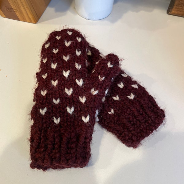 Heart Mittens, Knit Mittens for Women, Wool Mittens, Winter Accessories ...