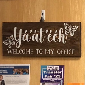 Yaateeh Welcome to Our Home Border Design Wood Sign Navajo Language ...