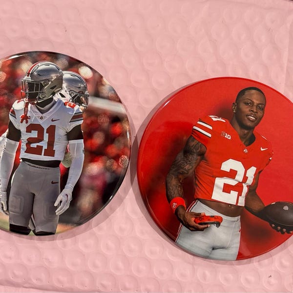FOOTBALL Custom Photo Button-3 1/2 Inch Pin Back Button-personalized ...