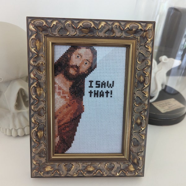 Peeking Jesus I Saw That Cross Stitch Pattern | Funny Christ Xstitch ...