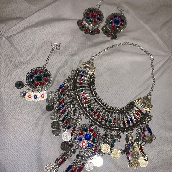 Afghan Full Jewellery Set, Afghani Jewelry Set Afghan Choker Necklace ...