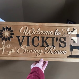 Personalized Sewing and Quilting Room Signs Wood Name Sign Gift for ...