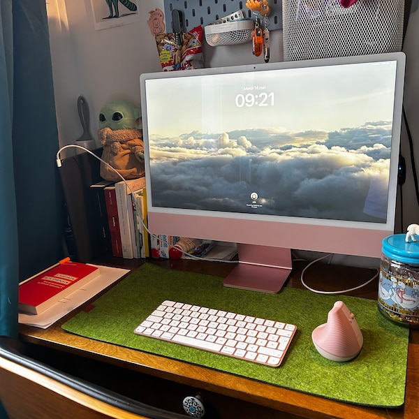 Felt Desk Mat Green, Custom Size Desk Pad Green, Felt Extended Mouse ...