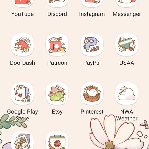 Cute Cottagecore App Icon Set | Kawaii Aesthetic Theme for Android Ios ...