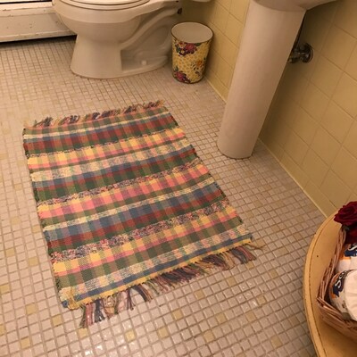 Handwoven Rag Rug Pastel Yellow Rose Blue Green - Etsy