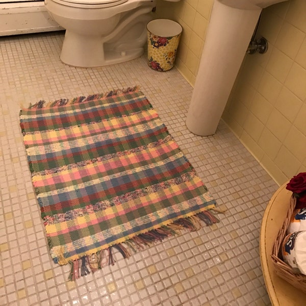 Handwoven Rag Rug - Pastel Yellow, Rose, Blue, Green - Handwoven ...