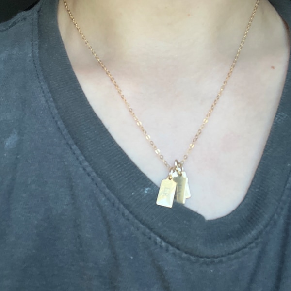 Personalized Mini Tag Necklace • 14K Gold Filled Tag Necklace • Custom ...