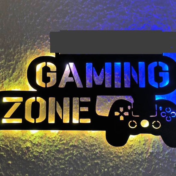 Gaming Zone LED Schild mit Wunschname Zocken Geschenke Zimmer ...