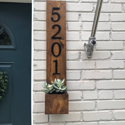 Address Sign Planter Box, Address Plaque, Address Planter Box, Rustic ...