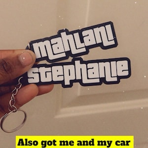 Theft Styled Personalized Keychain GTA Keyring Bag Charm Lunchbox Tag ...