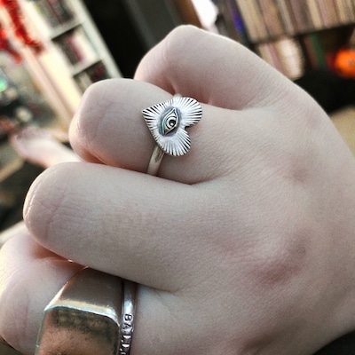 Eye Ring Sterling Silver Evil Eye Ring All Seeing Eye Ring Heart Ring Witch Ring Silver Witch ...