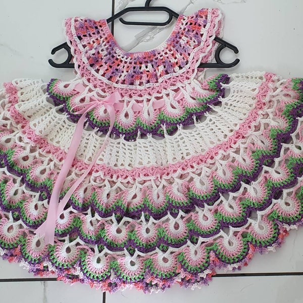 FTD, Crochet Thread Pattern Toddler Girl Summer Dress, Multi Colored ...