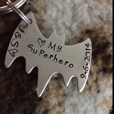 My Superhero Keychain Hand Stamped Superhero Keychain - Etsy
