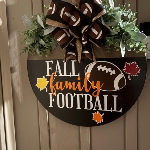 Fall Front Door Decor | Fall Door Hanger | Fall Family Football | Fall ...