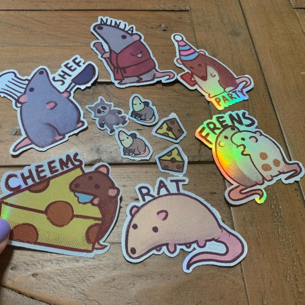 RAT Stickers | Waterproof Holographic Stickers, Rat Sticker, Derpy ...