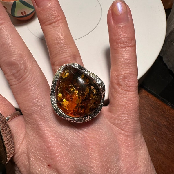 Shiny Black and Gold Pendant, Natural Baltic Amber and Silver, Genuine ...